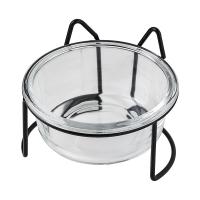 China Glass Double Cat Bowl Set Non-Slip Raised Bowls for Kittens Food Water Dishes 11*13*5.5cm Size for sale