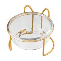 China Glass Double Cat Bowl Set Non-Slip Raised Bowls for Kittens Food Water Dishes 11*13*5.5cm Size for sale