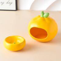 China Ceramic Orange Hideout Summer Cooling Pet House with Cute Fruit Theme Design for sale