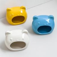 China Hamster Ceramic Hideout 11.5*9.2*8.5cm , Bear-Shaped Cooling House for Small Pets for sale