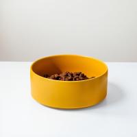 China Ceramic Double Pet Bowl with Bamboo Stand for Cats Dogs for sale