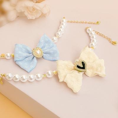 China Pearl Cat Collar with Bow Pendant for Cats and Dogs for sale