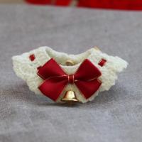 China Wool Cat Collar with Bow Pendant in Burgundy Dark Green Blush Pink Navy Blue for sale