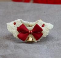 China Wool Cat Collar with Bow Pendant in Burgundy Dark Green Blush Pink Navy Blue for sale