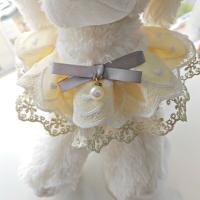 China Adjustable Champagne Lace Pet Bib with Pearl Pendant for Dogs Cats for sale