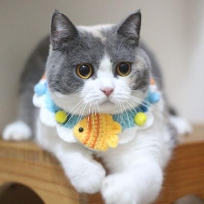 China Hand-Knitted Wool Pet Collar Scarf Adjustable for Dogs and Cats for sale