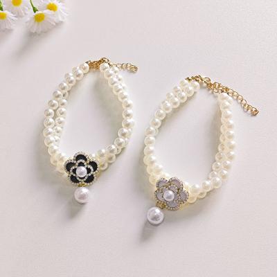China Vintage Floral Pearl Pet Necklace for Small Dogs for sale