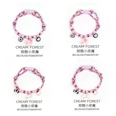 China Pink Black Star Charm Pet Collar Adjustable for Dogs Cats for sale