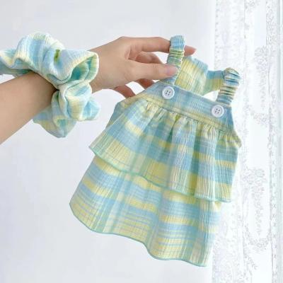 China Double Layer Plaid Dog Dress for Poodles and Bichons for sale