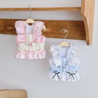 China Blue and White Lace Dog Harness Dress for Small Pets for sale