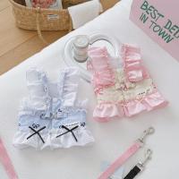 China Blue and White Lace Dog Harness Dress for Small Pets for sale