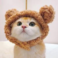 China Cashmere Pet Hat for Small Dogs - Adjustable Bear Plush Winter Headpiece for sale