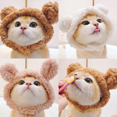 China Cashmere Pet Hat for Small Dogs - Adjustable Bear Plush Winter Headpiece for sale
