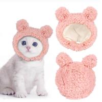 China Cashmere Pet Hat for Small Dogs - Adjustable Bear Plush Winter Headpiece for sale