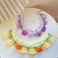 China Bluebell Floral Knitted Pet Bandana Adjustable Dog Cat Bib Collar for sale