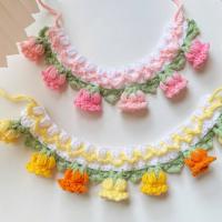 China Bluebell Floral Knitted Pet Bandana Adjustable Dog Cat Bib Collar for sale
