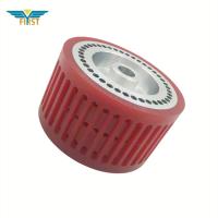 China Red Color Suction Wheel 124*70mm Polyurethane Printing Parts for Folding Machine for sale