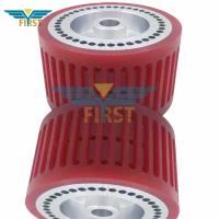China Red Color Suction Wheel 124*70mm Polyurethane Printing Parts for Folding Machine for sale
