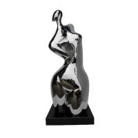 China Abstract Silver Sculpture for Modern Lady Mirror Polished Stainless Steel Statue for sale