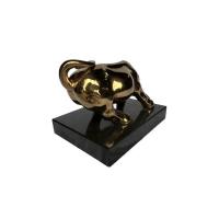 China Printing Plating Stainless Steel Wall Street Bull Statue Indoor Decor Animal Sculpture for sale