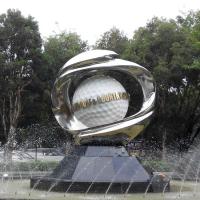 China Modern Large Outdoor Sculptures Stainless Steel Golf Ball Sculpture Metal Garden Sculpture for sale