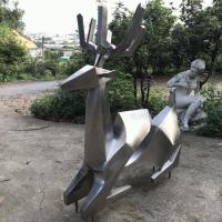 China White Color Modern Outdoor Decor Stainless Steel Mirror Custom White Abstract Metal Deer Statue for Garden for sale