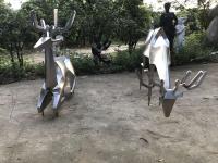 China White Color Modern Outdoor Decor Stainless Steel Mirror Custom White Abstract Metal Deer Statue for Garden for sale