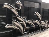 China Steel Modern Abstract Dolphin Stainless Steel Abstract Sculpture for Outdoor Decoration for sale