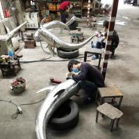 China Steel Modern Abstract Dolphin Stainless Steel Abstract Sculpture for Outdoor Decoration for sale