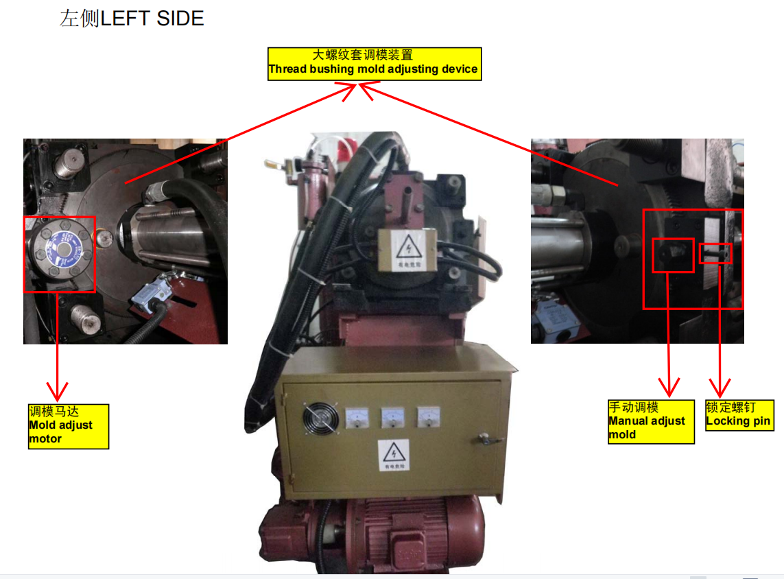 hot chamber die casting machine left side structure