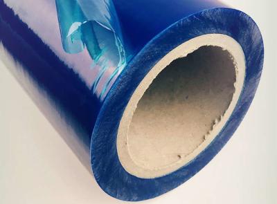 China Transparent Blue 500mm x 200m Self-Adhesive Glass Protective Film - 25-150 Micron Thickness with 70MPa Tensile Strength for sale