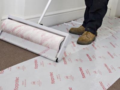 China 0.05mm 36″ X 200′ Polyethylene Opaque Stable Adhering Sticky Plastic For Carpet for sale