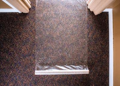 China 3 Mil Single Side Adhesive Carpet Masking Film Water Based Acrylic Heavy Duty for sale