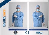 China Blue Disposable Surgical Gowns Sterile Reinforced Knitted Wrists Gowns ISO CE FDA Approved for sale