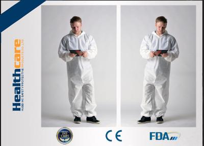 China Hooded Disposable Boiler Suits Waterproof Overalls Non Woven 15gram -60gram for sale