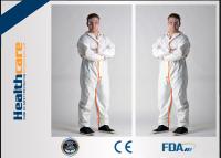 China Long Sleeve Disposable Full Body Protection Suit White Color Non Woven Coverall S-3XL for sale