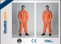 China PP/SMS/MF Disposable Protective Coveralls Chemical Resistant With Hood And Elastic Cuff for sale
