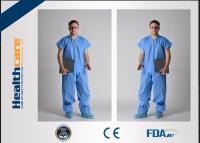 China Green Blue Medical Disposable Clothing Non Toxic Nonwoven Round Neck Suits for sale