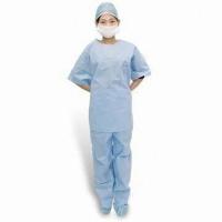 China Anti Dust Disposable Scrub Suits SMS/PP Short Sleeve Garments Breathable Comfortable for sale