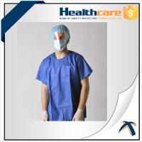 China Short Sleeve Disposable Isolation Gowns Non Woven Heavy Blue Medline Gowns Anti Permeate for sale