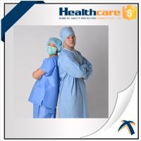 China Polypropylene Disposable Lab Coat With Knitted Cuff And Button Blue Or White Color for sale