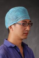China Medical Blue Disposable Head Cap Nonwoven Doctor Cap With Elastic Back And Floral for sale