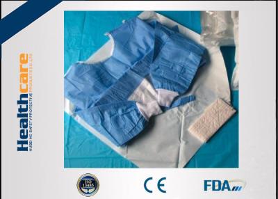 China Biodegradable Disposable Surgical Gowns Medical Apparel With 4 Waist Belts Blue Color for sale