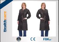 China Anti Static SMS Disposable Lab Coat Blue Suit Fluid Resistant With Knitted Collar for sale