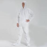 China Microporous Disposable Hooded Coveralls Breathable White With Shoe Cover Anti - Dust for sale