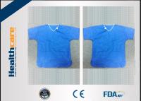 China Sterile Spunlace Disposable Light Blue Hospital Scrubs With Round Neck Waterproof for sale