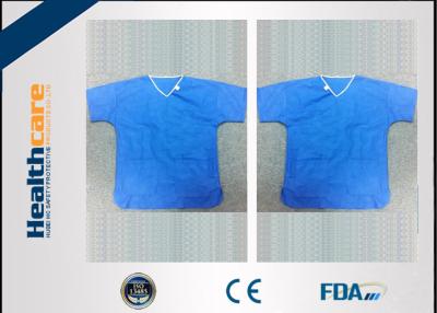 China Sterile Spunlace Disposable Light Blue Hospital Scrubs With Round Neck Waterproof for sale