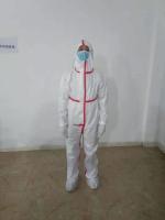 China Medical Lever 15gram Disposable Hooded Coveralls Nonwoven White Hooded With Tape for sale