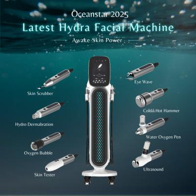 China Multifunctional Standing 8 In 1 Hydrafacial Machine Skin Care Oxygen Jet Skin Analysis Aqua Peeling Hydrafacial Dermabrasion Machine for sale
