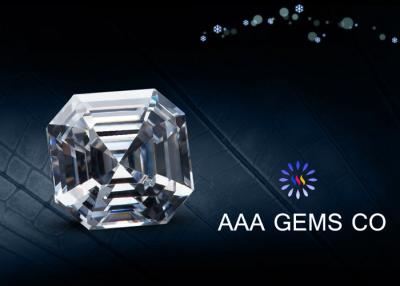 China 7 MM Supper White Diamond Moissanite , Asscher Cut Moissanite for sale